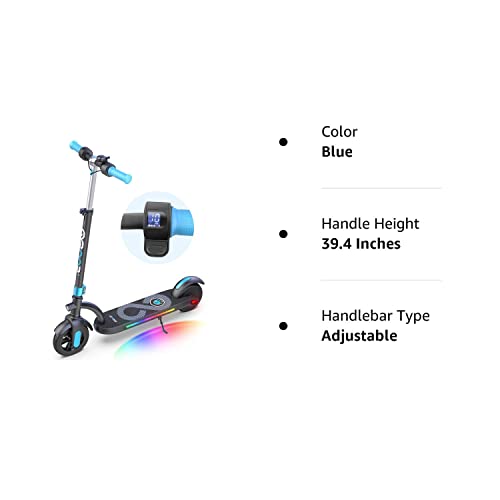 Gyroor Kids Electric Scooter, with 200W Motor & LED Visible Display, Colorful Lights, Adjustable Speed and Height, 10 Mph & 10 Miles Range Electric Scooter, Electric Scooter for Kids Ages 8-12, Blue