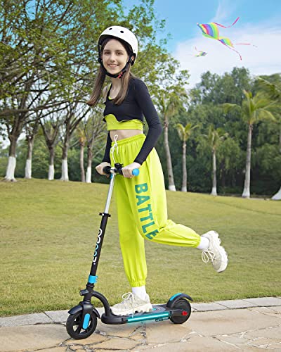 Gyroor Kids Electric Scooter, with 200W Motor & LED Visible Display, Colorful Lights, Adjustable Speed and Height, 10 Mph & 10 Miles Range Electric Scooter, Electric Scooter for Kids Ages 8-12, Blue