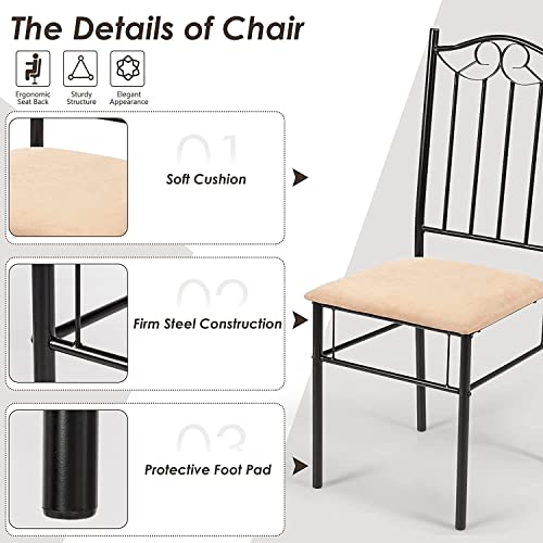 S AFSTAR Safstar 5-Piece Dining Table Set, Kitchen Vintage Table and Padded Chairs Set with Wood Tabletop & Metal Frame, Dining Room Table Set for 4, Ideal for Home Restaurant Kitchen Café