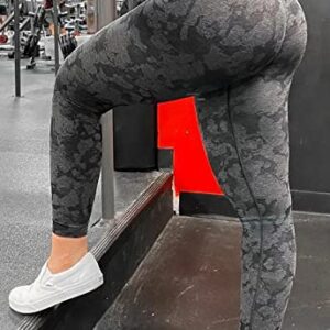 CFR Women's Big Camo Print Seamless Leggings High Waist Workout Stripe Butt Lifting Tummy Control Ruched Yoga Pants Compression Sports Stretch Workout Fitness Gym Exercise Daily Dress Camo Black M