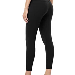 HeyNuts Pure&Plain 7/8 High Waisted Leggings for Women, Hawthorn Athletic Compression Tummy Control Yoga Pants 25'' Black S(4/6)