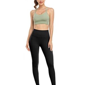 HeyNuts Pure&Plain 7/8 High Waisted Leggings for Women, Hawthorn Athletic Compression Tummy Control Yoga Pants 25'' Black S(4/6)