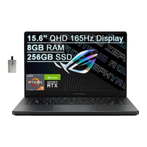 asus 2021 rog zephyrus 15.6" qhd 165hz gaming laptop computer, amd ryzen 9-5900hs(beats intel i7-11800h), 8gb ram, 256gb pcie ssd, backlit keyboard, geforce rtx 3070 graphics, win 11, grey, 32gb usb