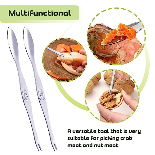 Nut Cracker, Nutcracker, Seafood Tools, Walnut Cracker for All Nuts, Heavy Duty Shell Cracker with 2 PCS Forks/Picks, Lobster Crab Crackers with Non-slip Handle 