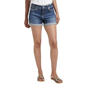 silver jeans co. women's elyse mid rise short, med wash eaf395, 33w x 4l