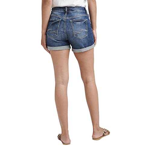 Silver Jeans Co. Women's Elyse Mid Rise Short, Med Wash EAF395, 33W x 4L