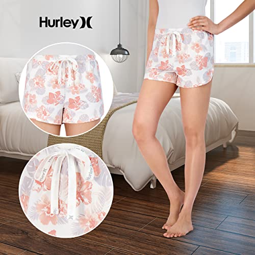 Hurley Pajama Shorts for Women, Hot Summer Shorts for Women Lounge Shorts, Fun Cute Comfy Sleep Shorts for Women 2-Pack