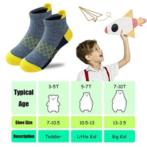 JAMEGIO Boys Socks 12 Pairs kids Half Cushion Low Cut socks Sport Ankle Athletic Sock for Little Big Kids Size Age 3-10 Years (7-10 Years)