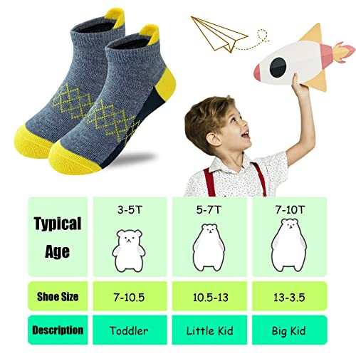 JAMEGIO Boys Socks 12 Pairs kids Half Cushion Low Cut socks Sport Ankle Athletic Sock for Little Big Kids Size Age 3-10 Years (7-10 Years)