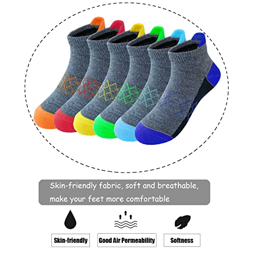 JAMEGIO Boys Socks 12 Pairs kids Half Cushion Low Cut socks Sport Ankle Athletic Sock for Little Big Kids Size Age 3-10 Years (7-10 Years)