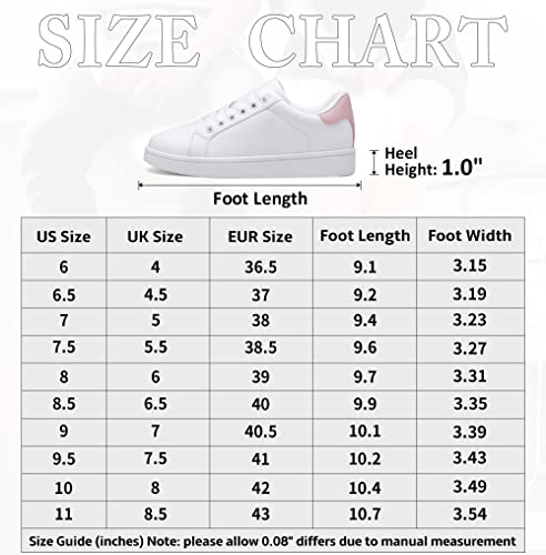 Vepose Women's 8003 Fashion Lace Up Comfortable Casual Tennis Sneakers,White,Size 8M US(CJY8003 White Pink 08)