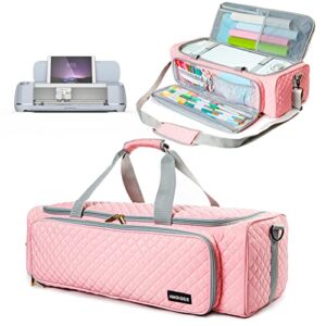 amoigee carrying case for cricut explore air 2, cricut maker 3, cricut explore 3, pink storage organizer for cricut accessories, quilted cricut bag only