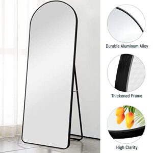 KIAYACI Arched Full Length Mirror Floor Mirror with Stand Bedroom Dressing Mirror Full Body Wall Mirror (Black, 59" x 20")