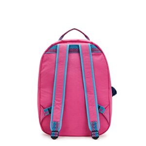 Kipling Women's Seoul 15” Laptop Backpack, Durable, Roomy with Padded Shoulder Straps, Nylon Bag, Pink Blue CBV2, 12.75''L x 17.25''H x 9''D