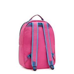 Kipling Women's Seoul 15” Laptop Backpack, Durable, Roomy with Padded Shoulder Straps, Nylon Bag, Pink Blue CBV2, 12.75''L x 17.25''H x 9''D