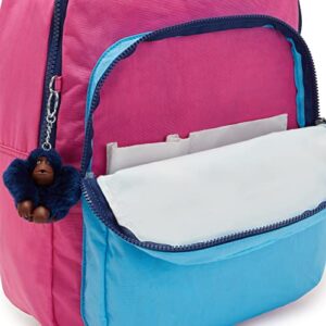 Kipling Women's Seoul 15” Laptop Backpack, Durable, Roomy with Padded Shoulder Straps, Nylon Bag, Pink Blue CBV2, 12.75''L x 17.25''H x 9''D