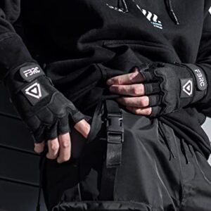 Fabric of the Universe Tactical Fingerless Logo Gloves (Black TR-55, Medium)