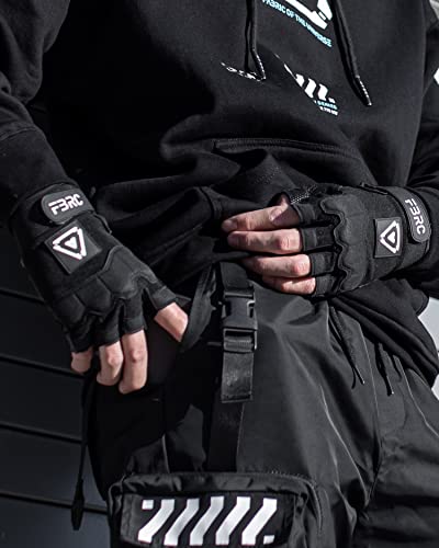 Fabric of the Universe Tactical Fingerless Logo Gloves (Black TR-55, Medium)