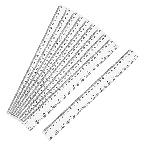 Hapeper 12 Inch Clear Plastic Straight Ruler Measuring Tool for Student School Office (10 Pack)