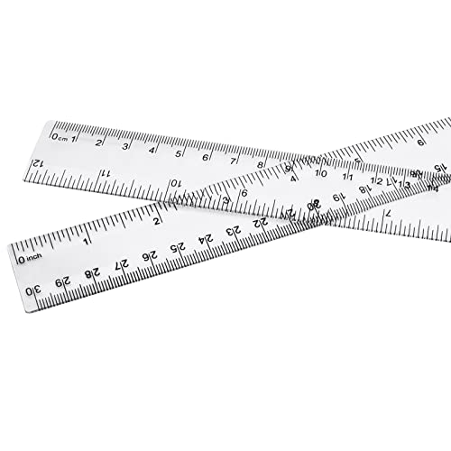 Hapeper 12 Inch Clear Plastic Straight Ruler Measuring Tool for Student School Office (10 Pack)