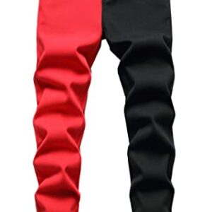 Boy's Regular Fit Patchwork Black&Red Street Style Fashion Casual Jeans Pants for Kids,L0115,8