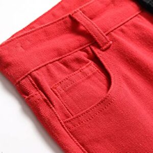 Boy's Regular Fit Patchwork Black&Red Street Style Fashion Casual Jeans Pants for Kids,L0115,8