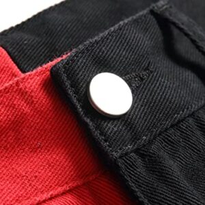 Boy's Regular Fit Patchwork Black&Red Street Style Fashion Casual Jeans Pants for Kids,L0115,8