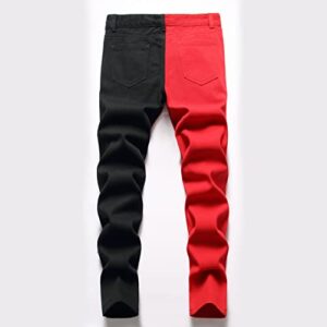 Boy's Regular Fit Patchwork Black&Red Street Style Fashion Casual Jeans Pants for Kids,L0115,8