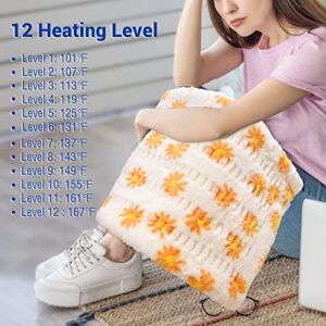 Heating Pad for Back Pain Relief- Ultra Soft Sherpa Heating Pad, XL King Size 12" x 24", with Moist & Dry Heat Options，12 Heat Levels & 1-24H Auto Off for Neck, Shoulder, & Sore Muscle Relief