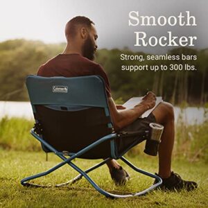 Coleman Cross Rocker Outdoor Rocking Chair, Portable Folding Chair with Padded Arms, Cup Holder, and Weather-Resistant Fabric; Supports up to 300lbs