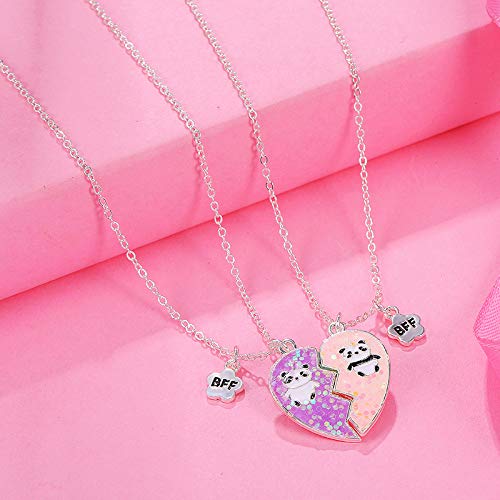 COLORFUL BLING 2Pcs/Set Best Friends Broken Heart Puzzle Rainbow Koala Pendant Necklace Best Friends Forever BFF Friendship Jewelry for Women Girls Teens-D panda