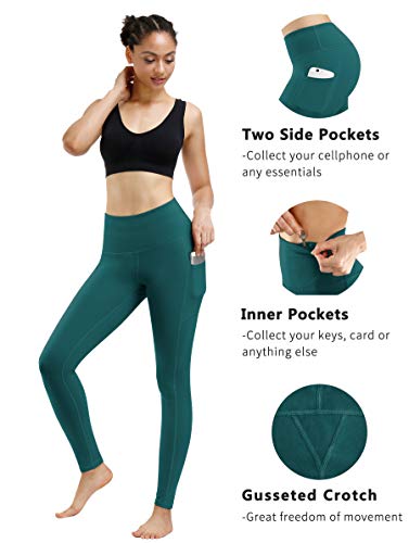 Fengbay 4 Pack High Waist Yoga Pants, Pocket Yoga Pants Tummy Control Workout Leggings 4 Way Stretch Leggings with Pockets