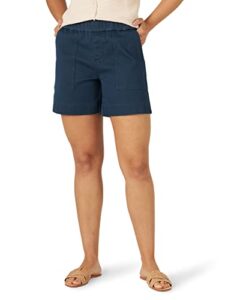 lee women's ultra lux high-rise pull-on utility short, rivet navy, 18