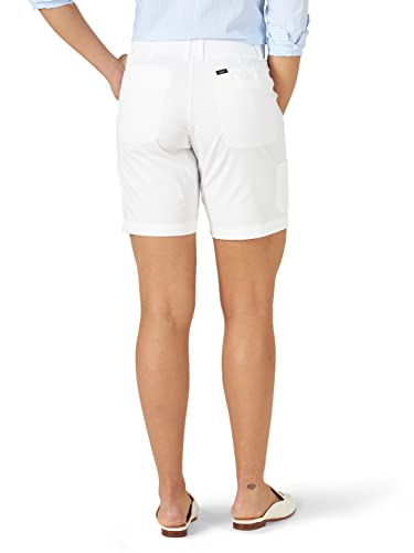 Lee Women's Flex-to-Go Mid-Rise Cargo Bermuda Short, White, 14 Petite