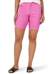 lee women's flex-to-go mid-rise cargo bermuda short, magenta, 12