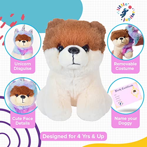 Over The Shoulder Pet Plush Bag w/Pug Stuffed Animal in Unicorn Stuffed Animals Disguise - Pug Plush Dog Stuffed Animals w/Birth Certificate - Puppy Stuffed Animal for Girls 4-5 - 6-7 yrs