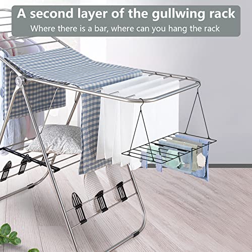 HAVEDAWN Hanging Drying Rack Clothing, Folding Laundry Rack Indoor, Space-Saving, Easy to Unfold & Fold Flat, Collapsible Clothes Drying Rack in Laundry Room for Towels, Baby Clothes, Lingerie, Black