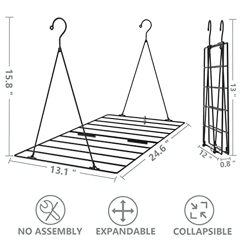 HAVEDAWN Hanging Drying Rack Clothing, Folding Laundry Rack Indoor, Space-Saving, Easy to Unfold & Fold Flat, Collapsible Clothes Drying Rack in Laundry Room for Towels, Baby Clothes, Lingerie, Black