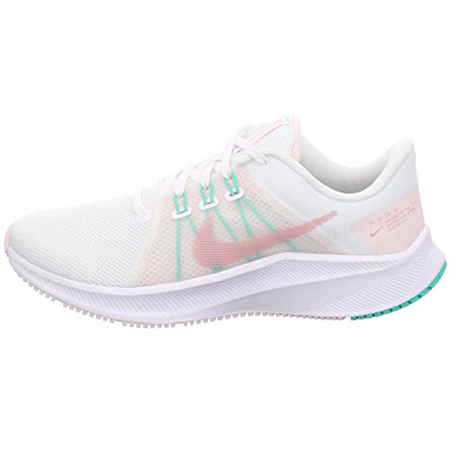 Nike Women's Quest 4 Road Running Shoes, Glaze-Menta, 7.5 M US, White/Pink/Green