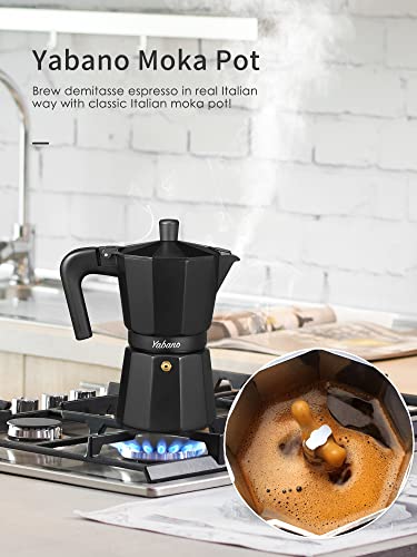 Yabano Stovetop Espresso Maker, 3 Cups Moka Coffee Pot Italian Espresso for Gas or Electric Ceramic Stovetop, Italian Coffee maker for Cappuccino or Latte