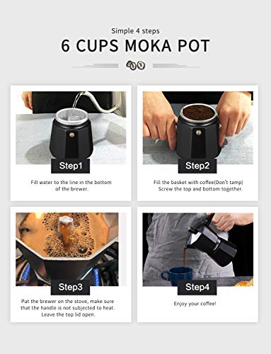 Yabano Stovetop Espresso Maker, 3 Cups Moka Coffee Pot Italian Espresso for Gas or Electric Ceramic Stovetop, Italian Coffee maker for Cappuccino or Latte