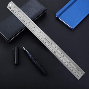 YYJ HOME Metal Ruler, 12 inch Ruler and Metal Rule 30 Centimeters and inch Ruler Steel Rulers Drawing Ruler, Measuring Ruler 12 inch 2 Pieces Silver