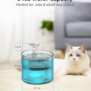 NPET WF100 Cat Water Fountain, 54oz/1.6L Automatic Pet Fountain Cat Water Dispenser with 2 Flow Modes, Light Quiet Pump for Cats