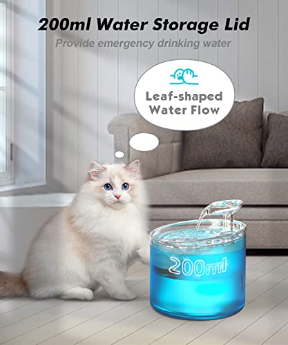 NPET WF100 Cat Water Fountain, 54oz/1.6L Automatic Pet Fountain Cat Water Dispenser with 2 Flow Modes, Light Quiet Pump for Cats