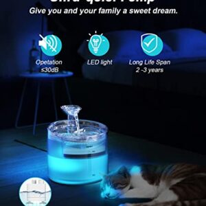 NPET WF100 Cat Water Fountain, 54oz/1.6L Automatic Pet Fountain Cat Water Dispenser with 2 Flow Modes, Light Quiet Pump for Cats