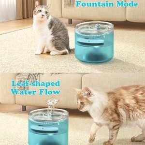 NPET WF100 Cat Water Fountain, 54oz/1.6L Automatic Pet Fountain Cat Water Dispenser with 2 Flow Modes, Light Quiet Pump for Cats