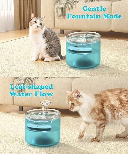 NPET WF100 Cat Water Fountain, 54oz/1.6L Automatic Pet Fountain Cat Water Dispenser with 2 Flow Modes, Light Quiet Pump for Cats