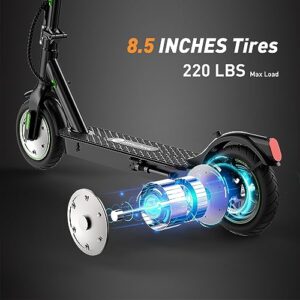 isinwheel S9 Pro Electric Scooter, 18 Miles Long Range and 15.6 MPH Portable Folding Commuting Electric Scooter for Adults and Teens, Dual Braking System & App