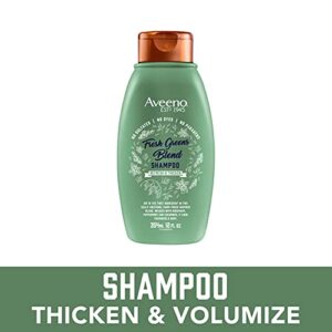 Aveeno Fresh Greens Shampoo + Conditioner with Rosemary, Peppermint & Cucumber to Thicken & Nourish, Clarifying & Volumizing Shampoo for Thin or Fine Hair, Paraben-Free, 12 Fl Oz