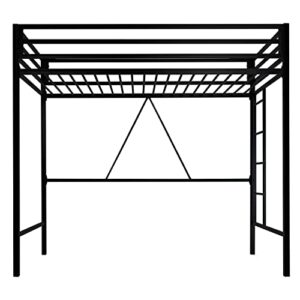 ikalido Metal Loft Bed Twin Size, Multifunctional Twin Bed with Safety Guard & Removable Ladder, Space-Saving/Noise Free/No Box Spring Needed/Matte Black